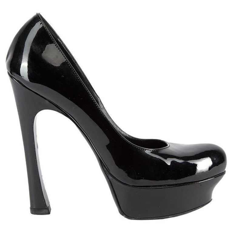 Pre-Loved Yves Saint Laurent Women's Black Patent Leather Platform ...