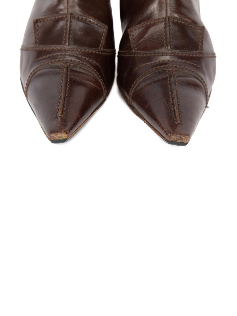 Pre-Loved Yves Saint Laurent Women's Brown Pointed Toe Leather Calf ...