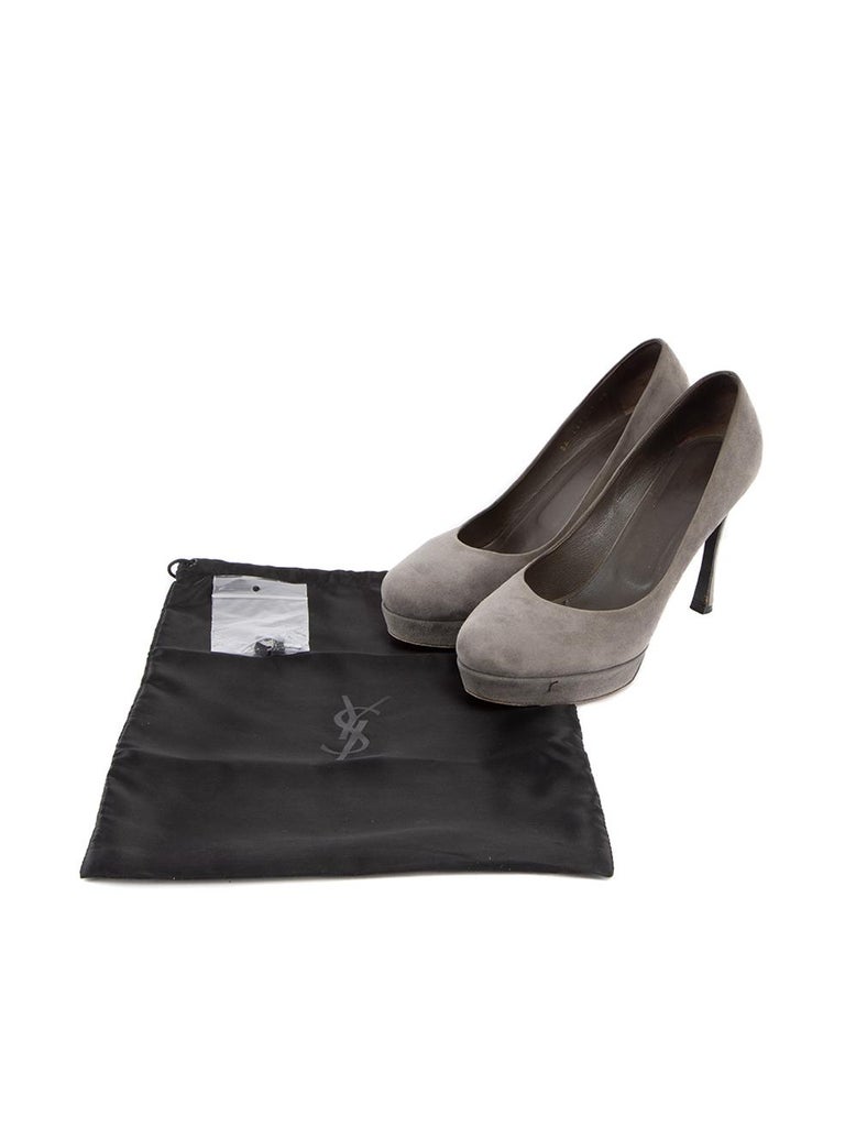 Pre-Loved Yves Saint Laurent Women's Grey Suede Platform Round Toe ...