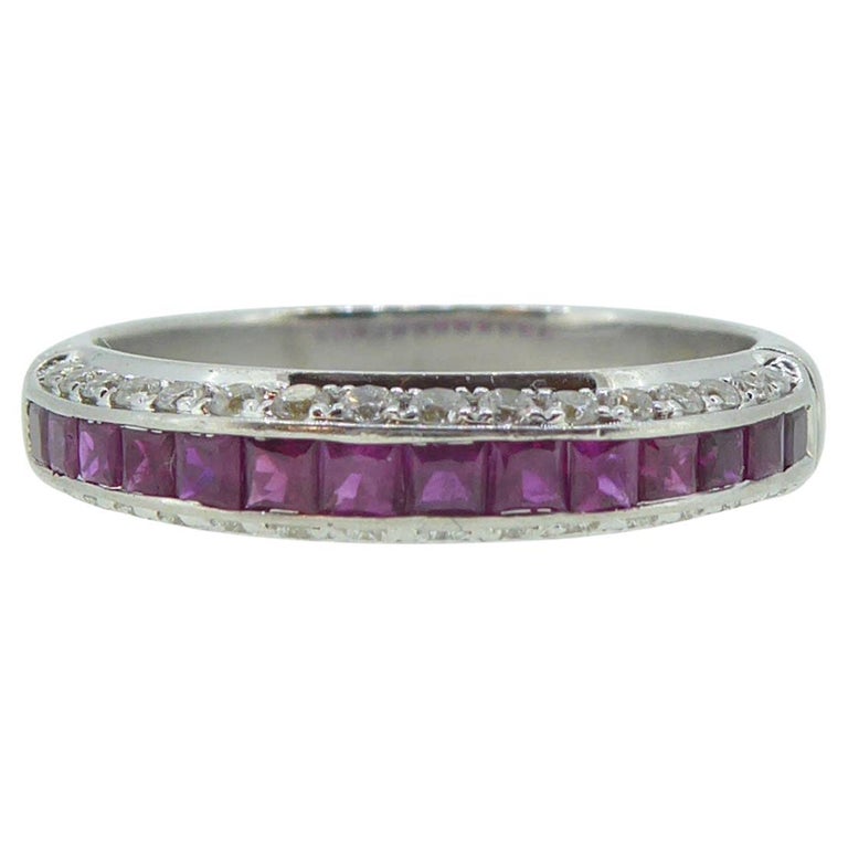 Pre-Owned 0.42ct Ruby and Diamond Eternity Ring, Channel Settings, 18ct ...