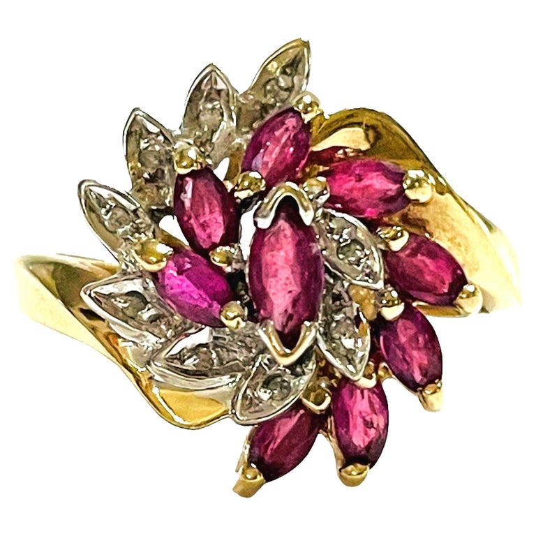Pre-Owned 10k Yellow Gold Diamond and Ruby Ring w Appraisal For Sale at ...