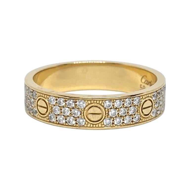 Pre-Owned Cartier Love Diamond Screw Band Ring .31ctw 18ky 59 8.75 Box ...