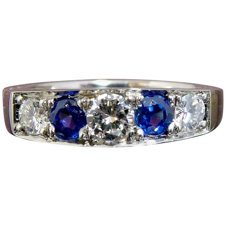 Pre-Owned Sapphire and Diamond Eternity Ring in Platinum at 1stDibs