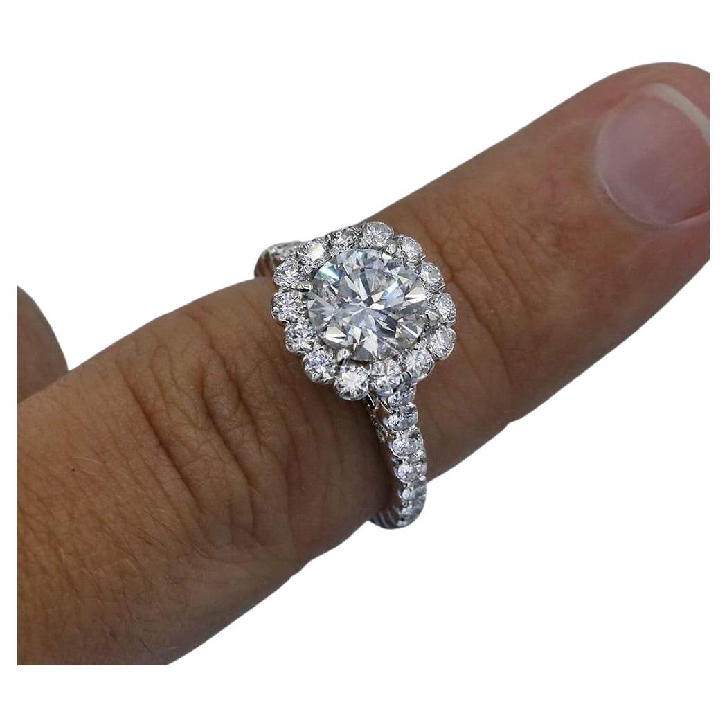 Customizable Precious 18k White Gold Engagement Ring with 1.51ct ...