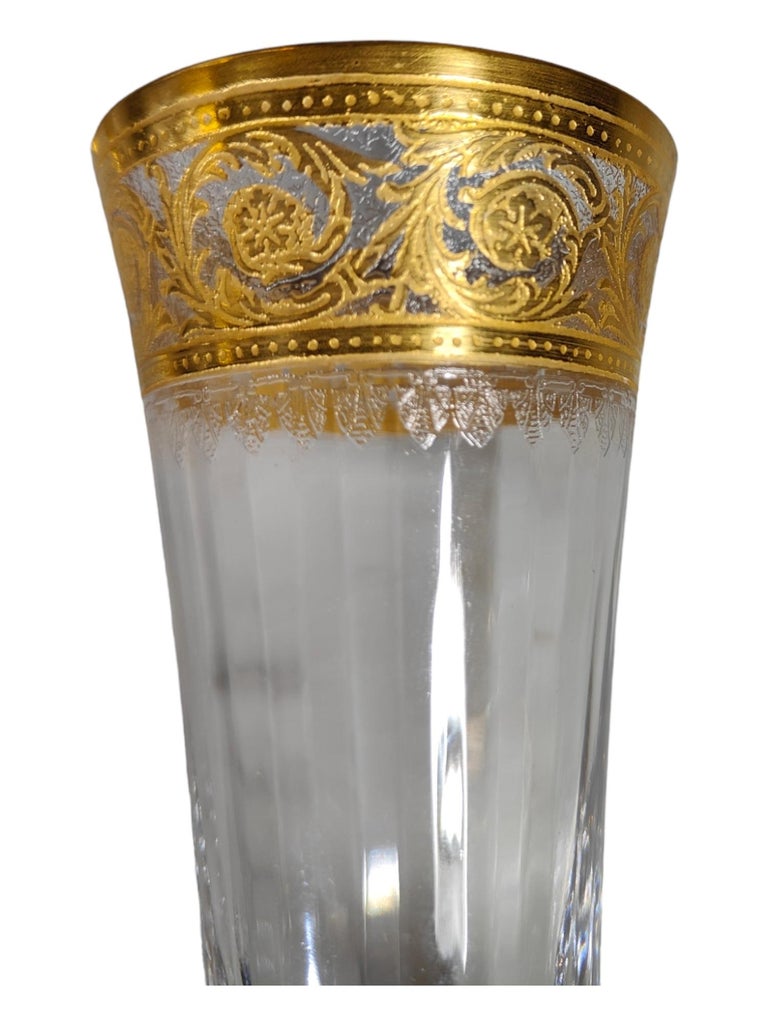 Precious 5 Saint Louis Champagne Glasses Gold Crystal Faceted For Sale ...
