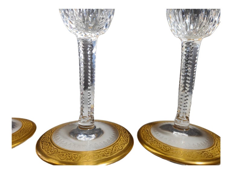 Precious 5 Saint Louis Champagne Glasses Gold Crystal Faceted For Sale ...