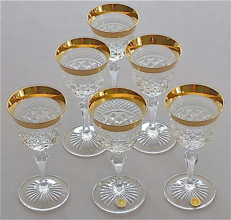 Precious 6 Dessert Wine Glasses Gold Crystal Stemware Josephinenhuette ...