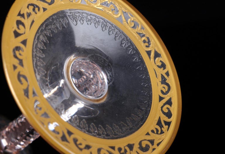 Precious 6 Saint Louis Dessert Wine Glasses Gold Crystal Faceted For ...