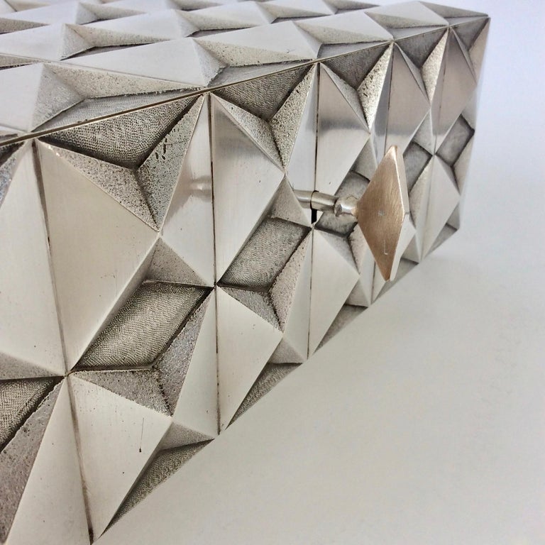 Diamond Point Silver Plated Metal Box, Unique C. 1970s, France For Sale ...