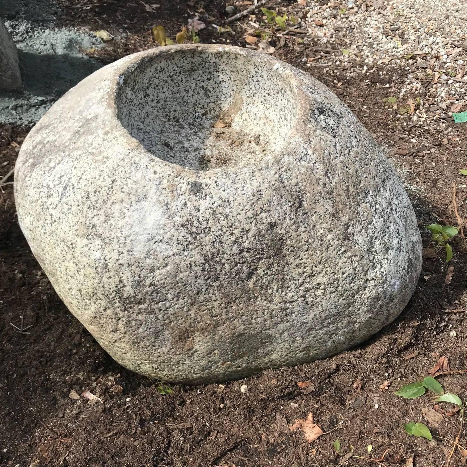 Precious Japanese Antique "Natural Boulder" Stone Water Basin Planter ...