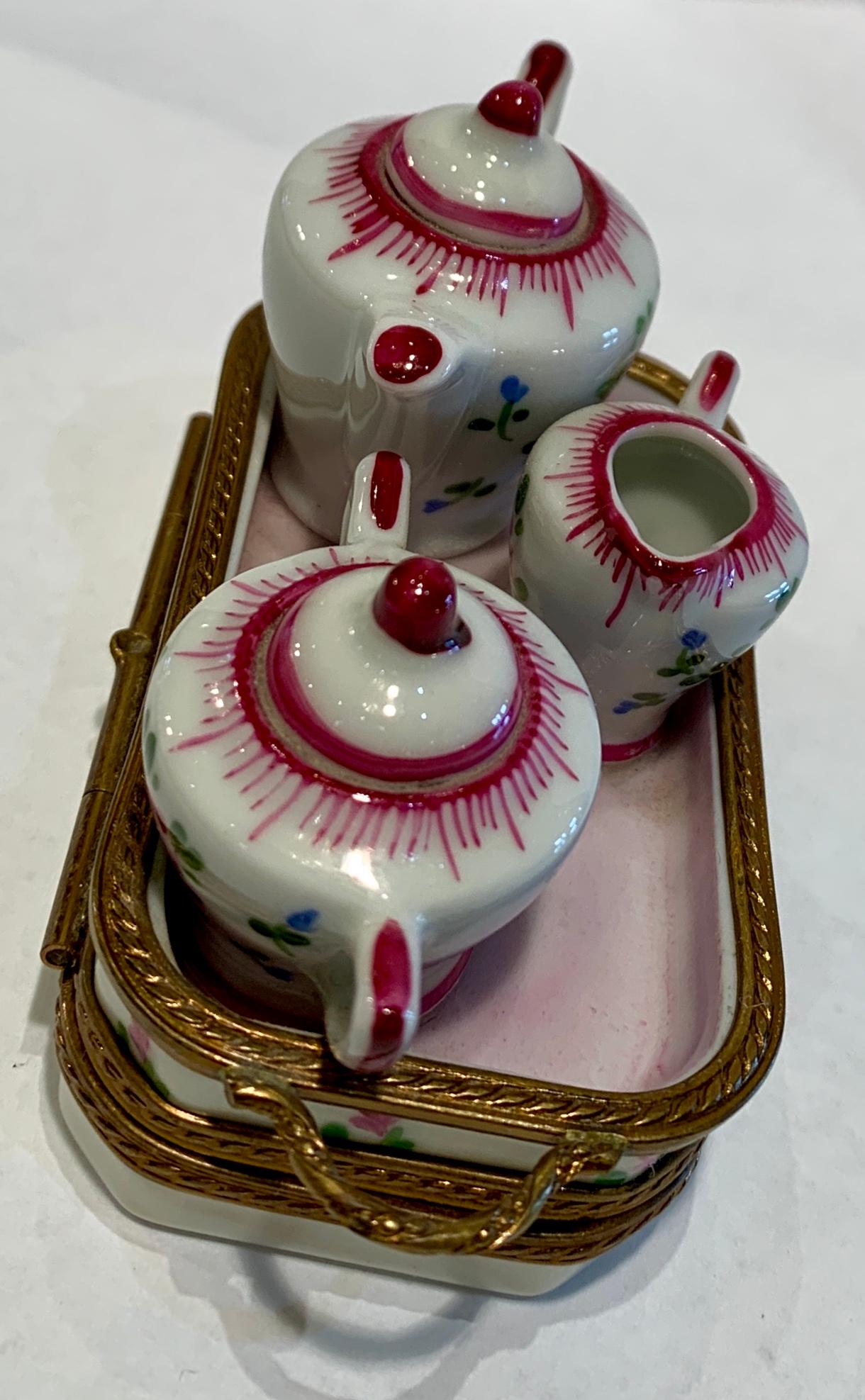 Precious Limoges France Hand Painted Porcelain Miniature Afixed Tea Set ...