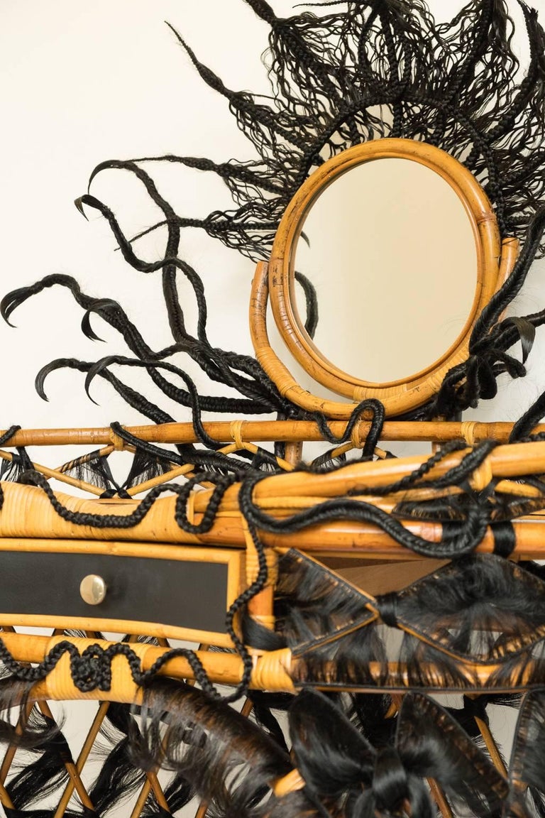Precious Vanity, rattan and synthetic fibers, Art Modern For Sale at ...