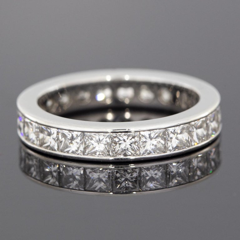 Precision Set Platinum 2.05 Carat Princess Diamond Eternity Wedding ...