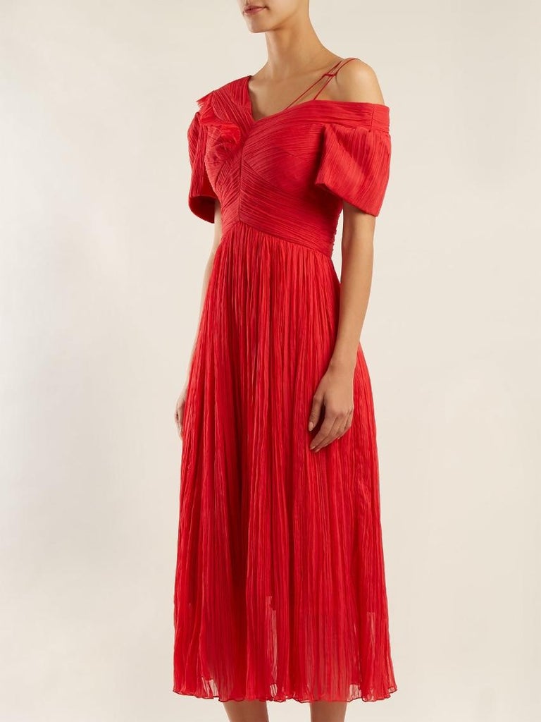 Preen by Thornton Bregazzi Red Cyra silk dress - Size L at 1stDibs