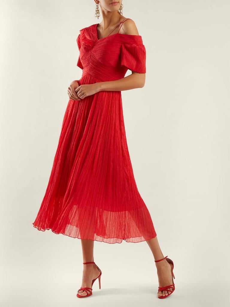 Preen by Thornton Bregazzi Red Cyra silk dress - Size L at 1stDibs