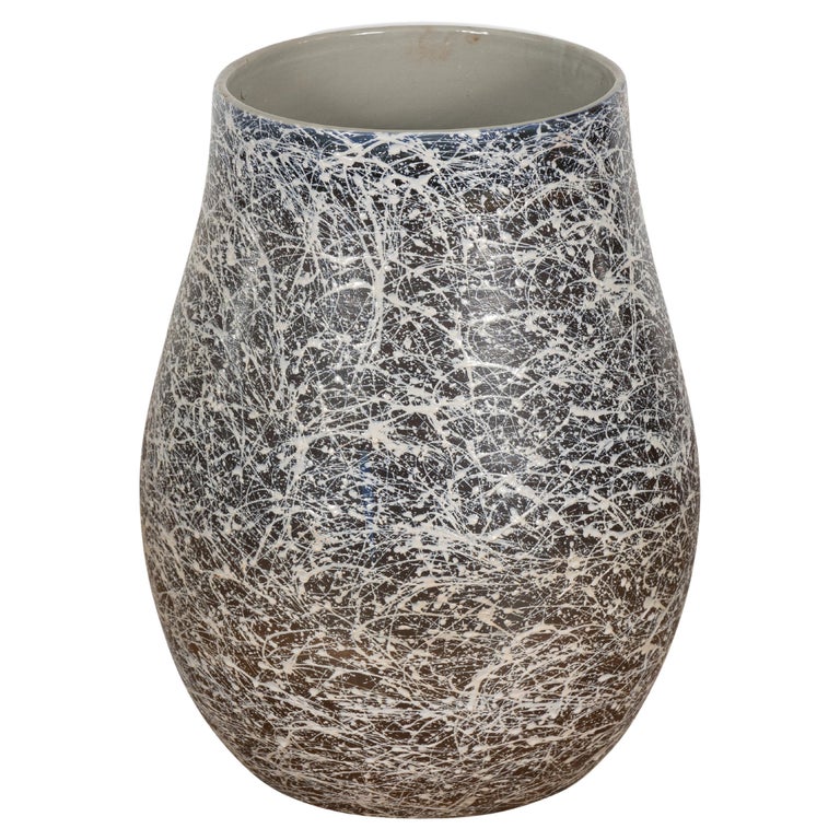 Prem Collection Artisan Made Black and White Planter with Dripping ...