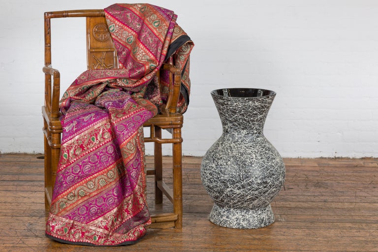 Prem Collection Artisan Made Black and White Vase with Dripping Décor ...