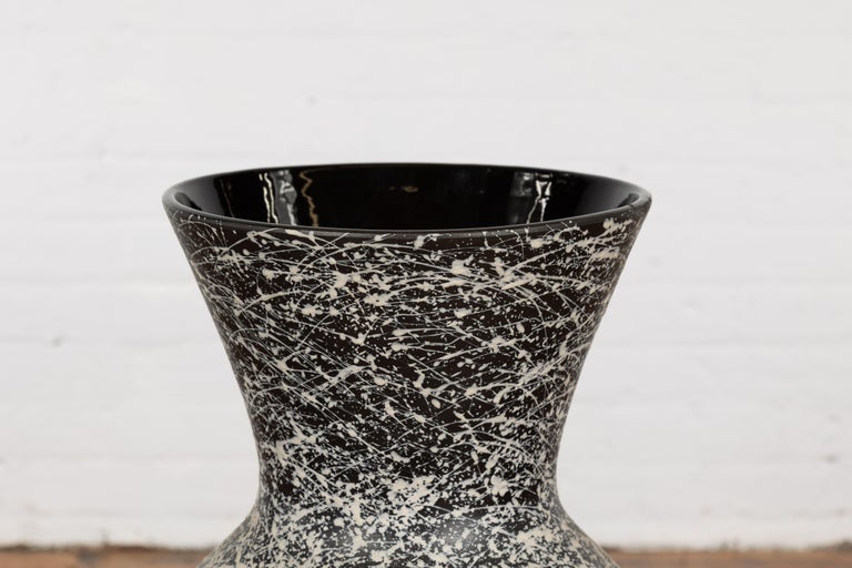 Prem Collection Artisan Made Black and White Vase with Dripping Décor ...