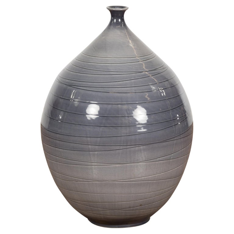 Prem Collection Hand Crafted Artisan Vase with Narrow Mouth and Blue ...