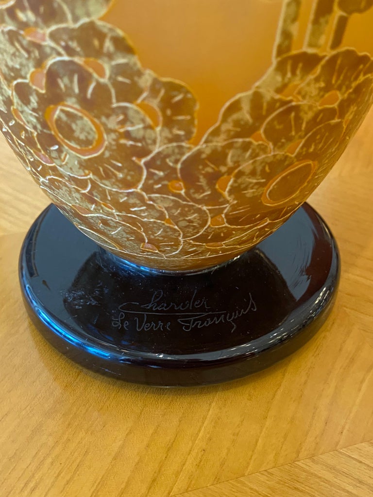 Art Deco "Premier Rose" Glass Vase by Le Verre Francais For Sale at 1stDibs