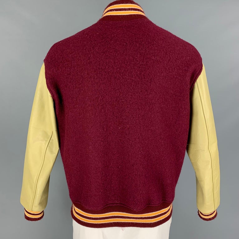 PRESIDENT's Size L Burgundy Olive Color Block Varsity Jacket For Sale ...