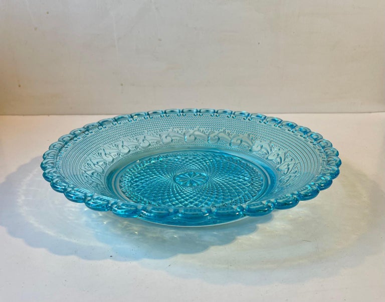 Pressed Blue Uranium Glass Bowl from Holmegaard, 1930s For Sale at 1stDibs