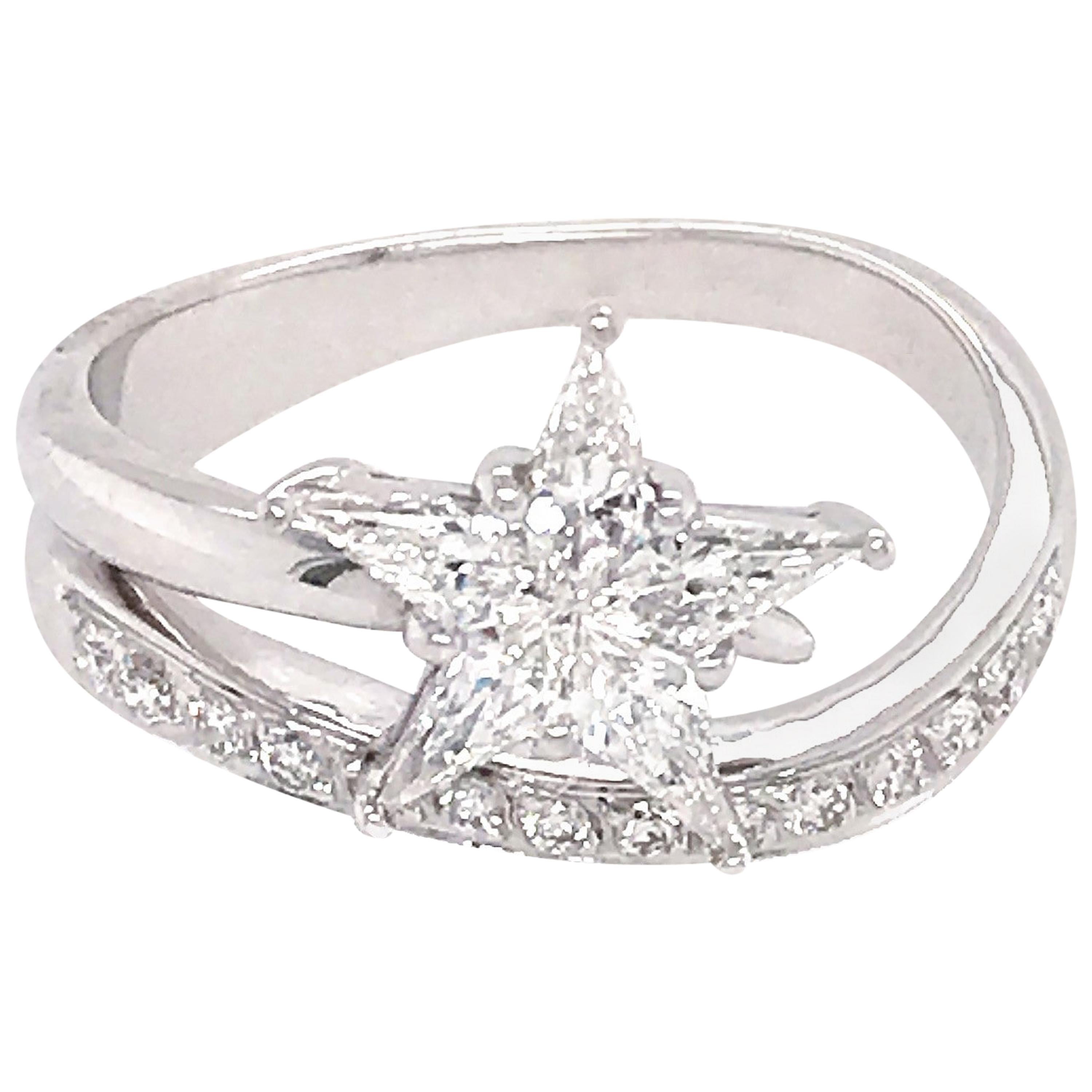 18 Karat White Gold Pear Diamond Bypass Ring For Sale at 1stDibs
