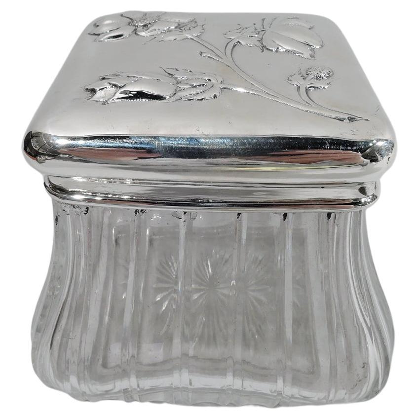 Pretty Antique French Silver and Glass Square Vanity Jar For Sale at ...