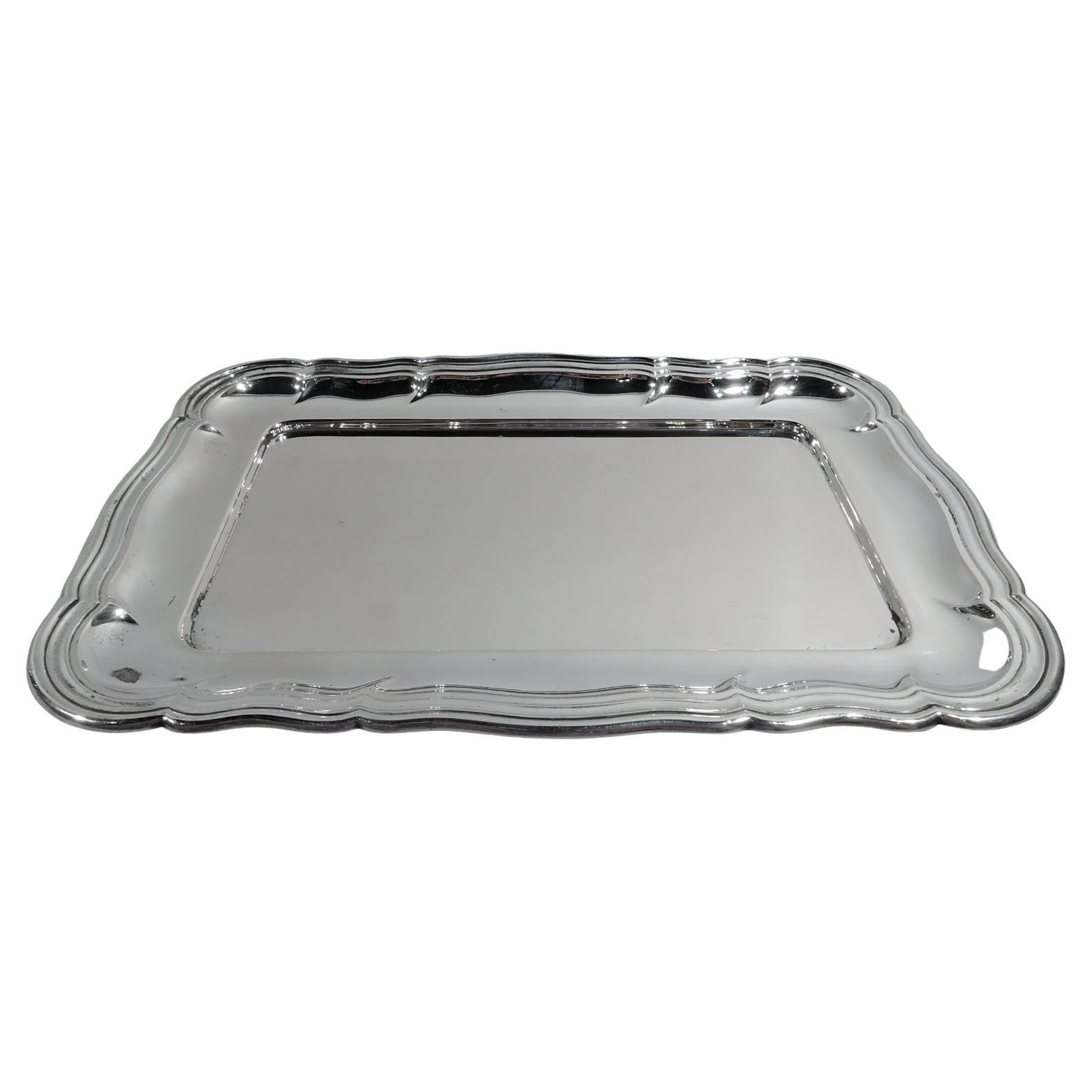Indian Sterling Silver Serving Tray with Pretty Scrolls For Sale at 1stDibs