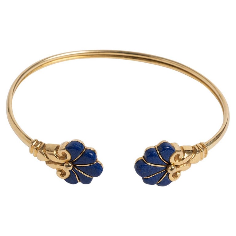 Pretty Art Deco Style Lapsi Lazuli Torque Bangle at 1stDibs