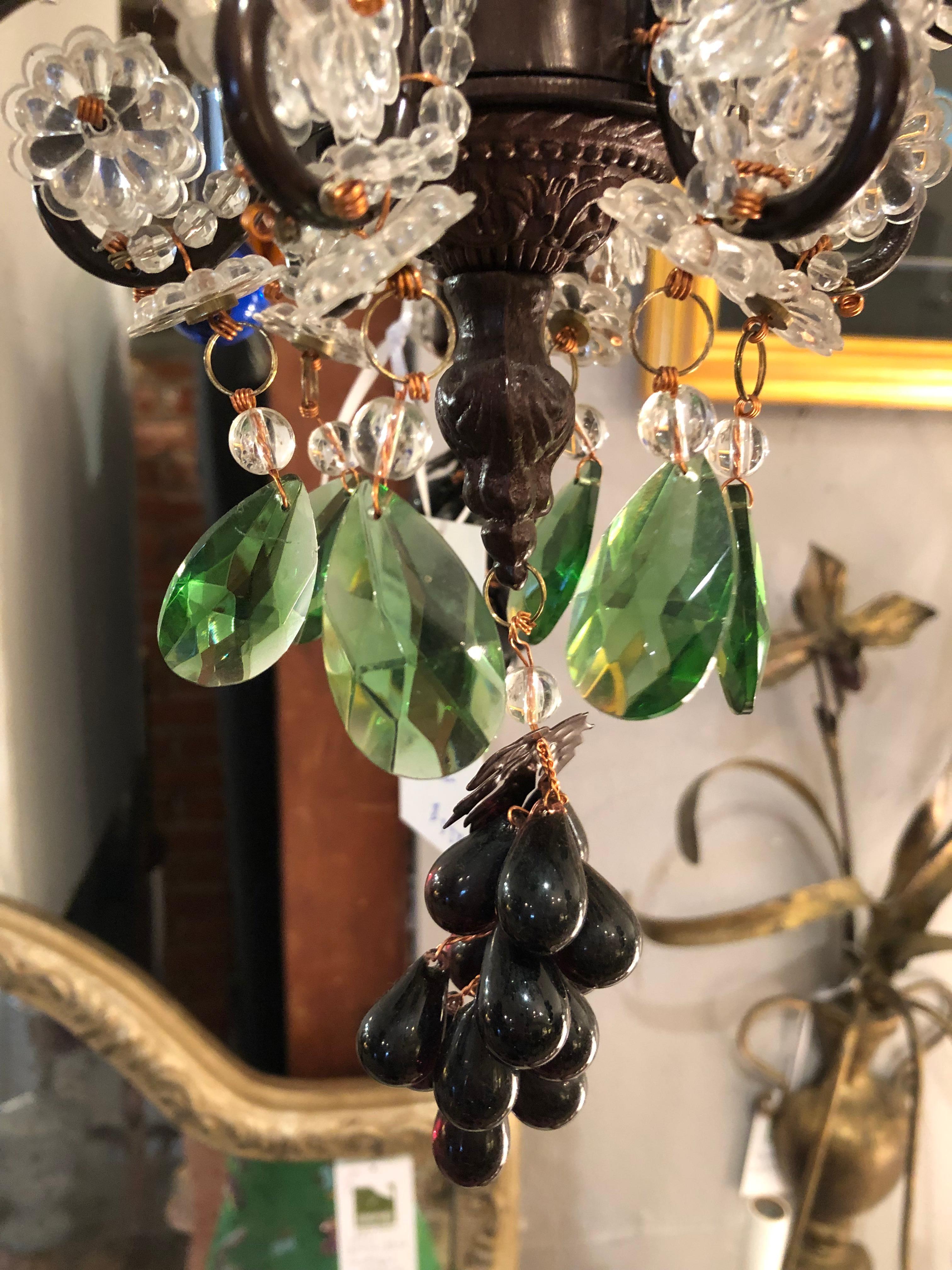 Pretty Beaded Chandelier with Dangling Fruit For Sale at 1stDibs