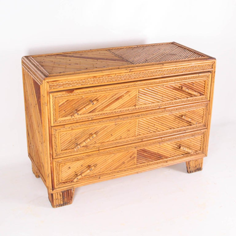 Pretty dresser with bamboo handles For Sale at 1stDibs