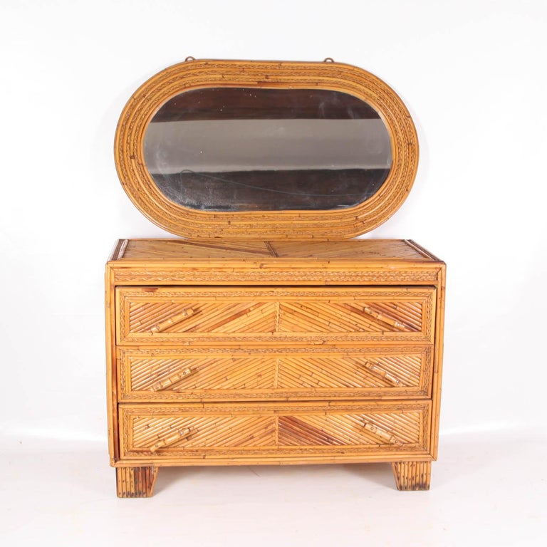 Pretty dresser with bamboo handles For Sale at 1stDibs