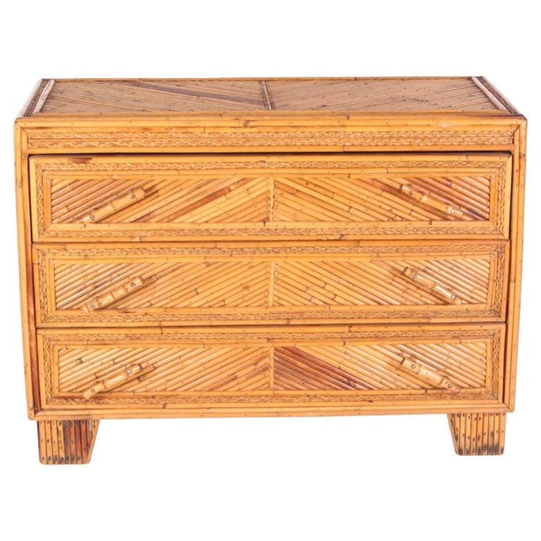 Pretty dresser with bamboo handles For Sale at 1stDibs