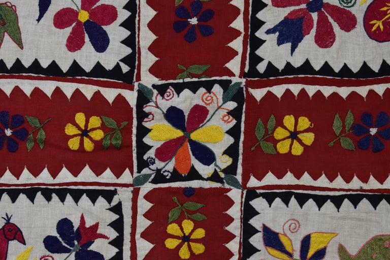 Pretty Embroidered and Appliqued Bedcover For Sale at 1stDibs