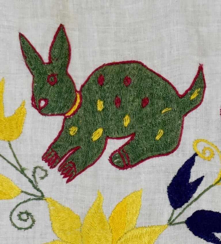 Pretty Embroidered and Appliqued Bedcover For Sale at 1stDibs