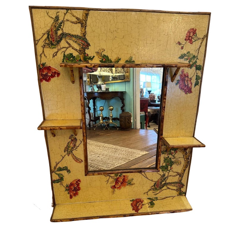 Pretty Floral Decorated Lillian August Decoupage Vintage Mirror For ...