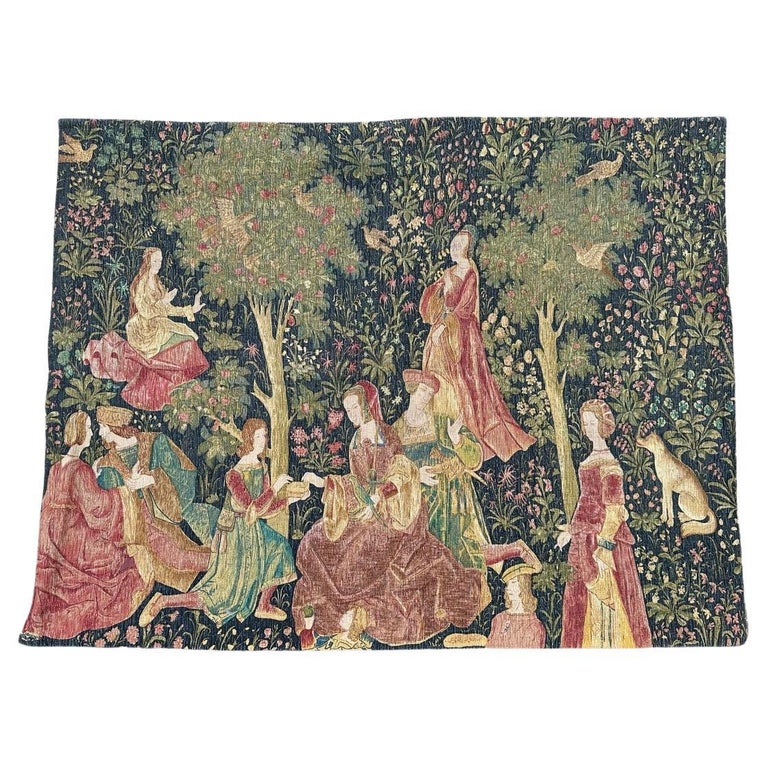 Pretty Hand Printed French Tapestry For Sale at 1stDibs