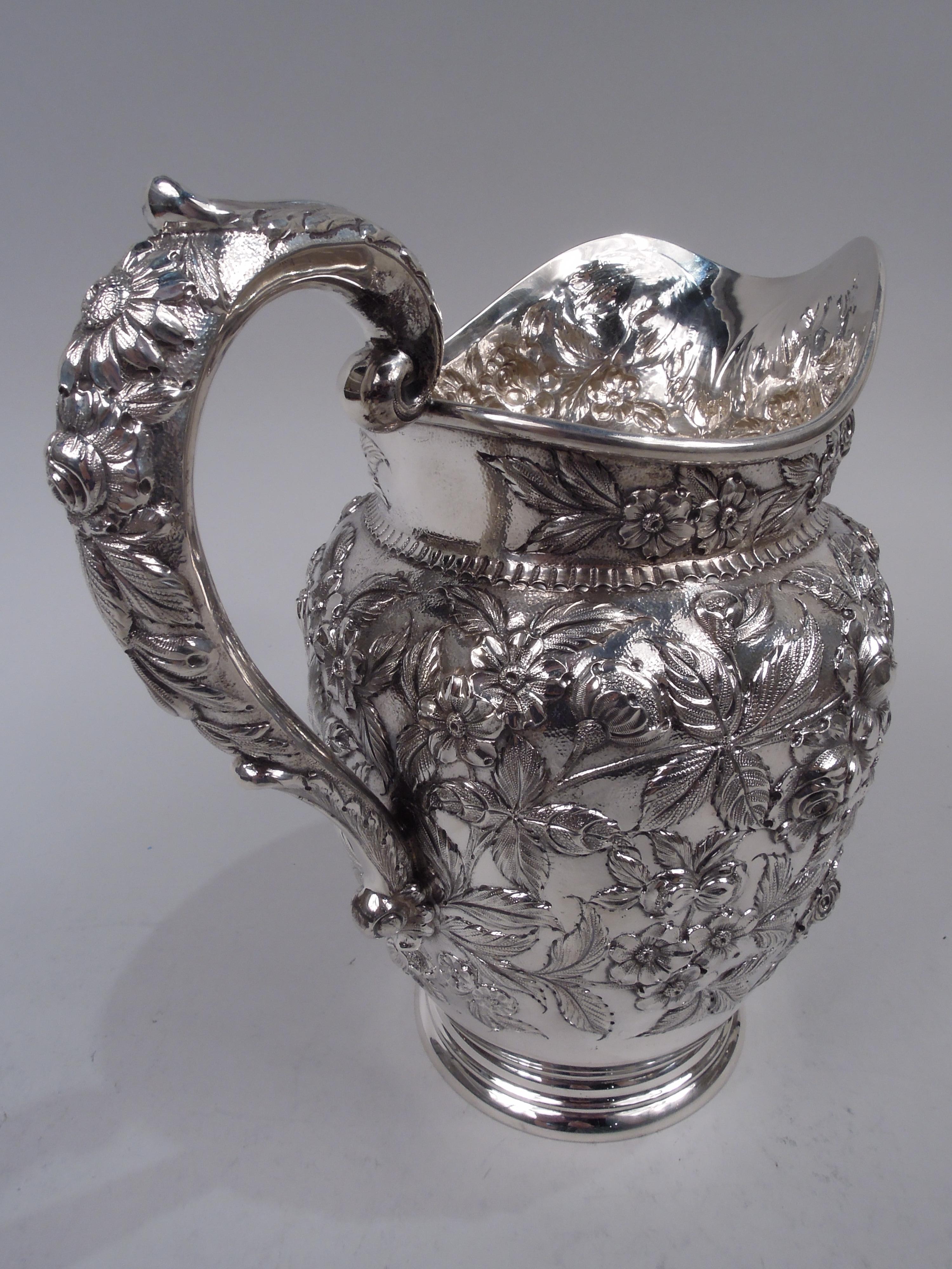 Pretty Kirk Baltimore Repousse Sterling Silver Water Pitcher For Sale ...