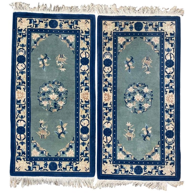 Pretty Pair of Chinese Beijing Art Deco Rugs at 1stDibs