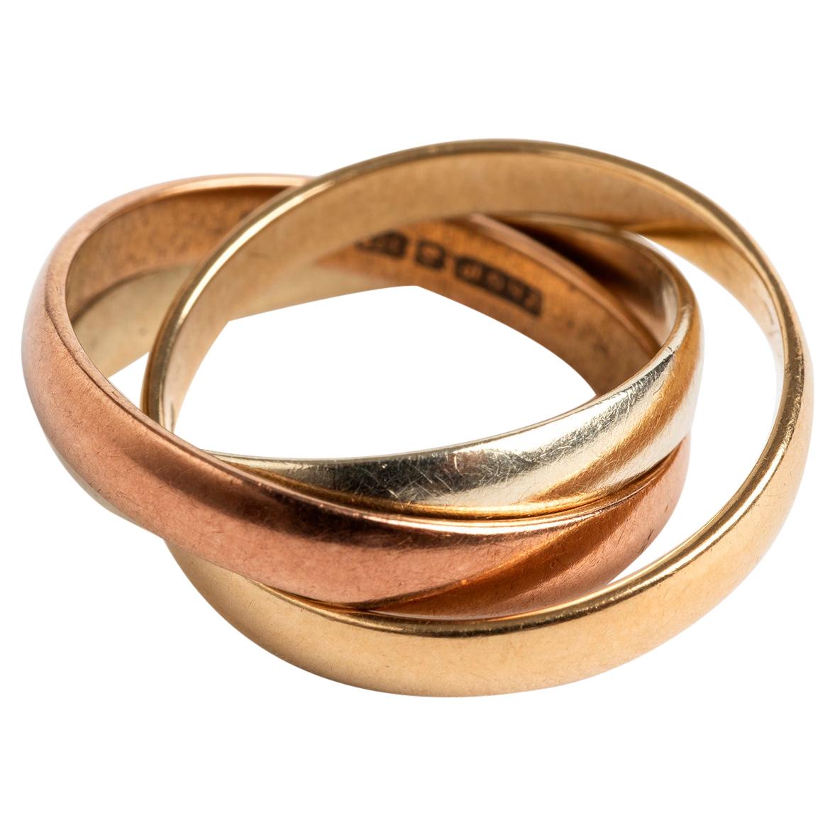 Diamond Gold Trinity Band Ring For Sale at 1stDibs