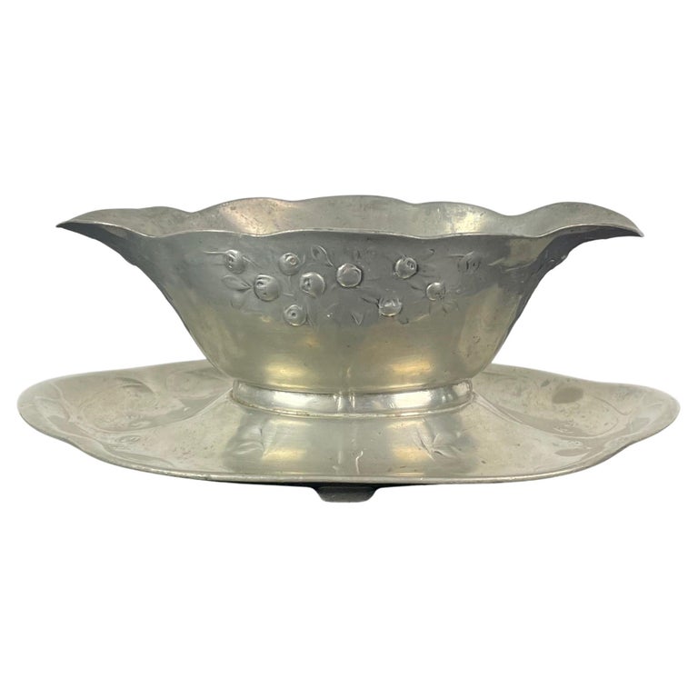Pretty Sauce Boat, Empty Pocket or Pewter Dish, Kayserzinn, Art Nouveau ...