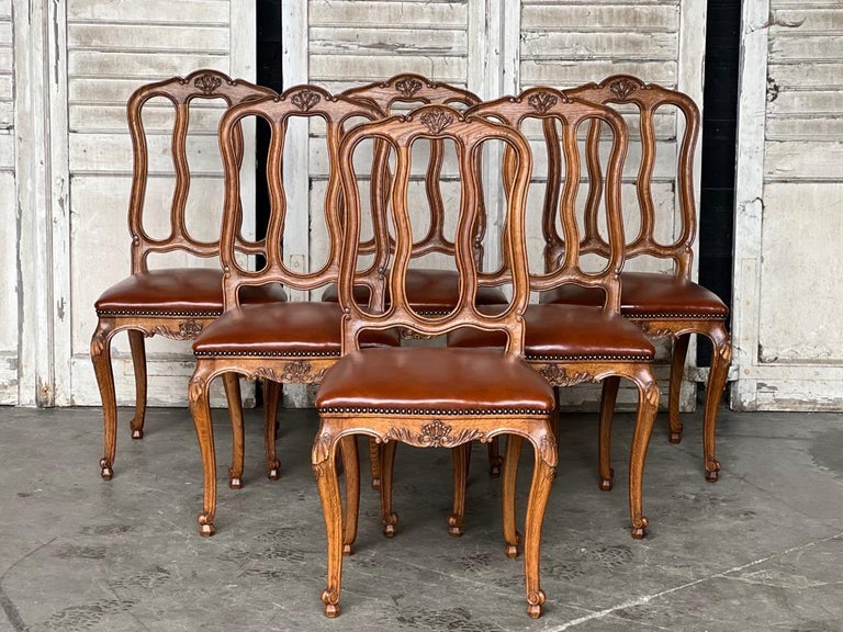 Pretty Set6 French Oak Dining Chairs For Sale at 1stDibs