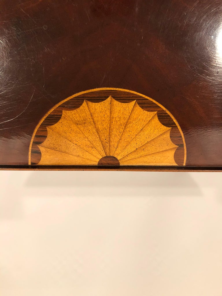 Pretty Small Flame Mahogany Demilune Console by Hekman at 1stDibs