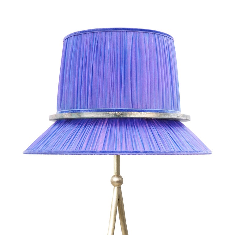 Pretty Table Lamp Mat Finishing Violet Silk, silvered glass circle For ...