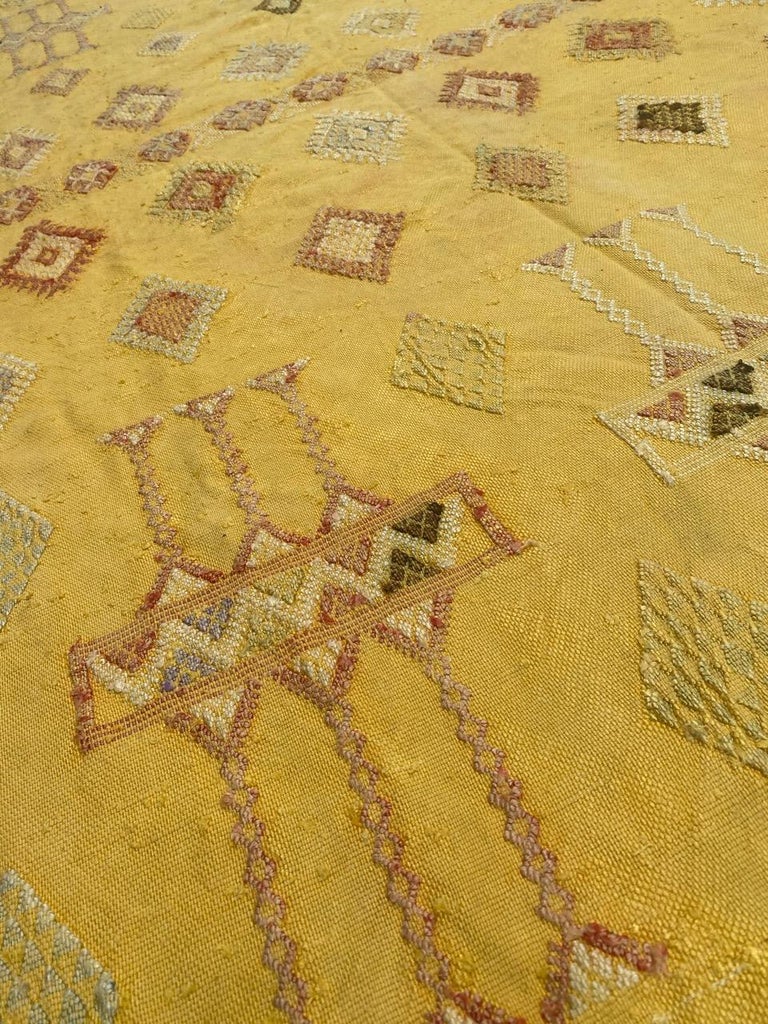 Pretty Vintage Tribal Silk Moroccan Kilim For Sale at 1stDibs