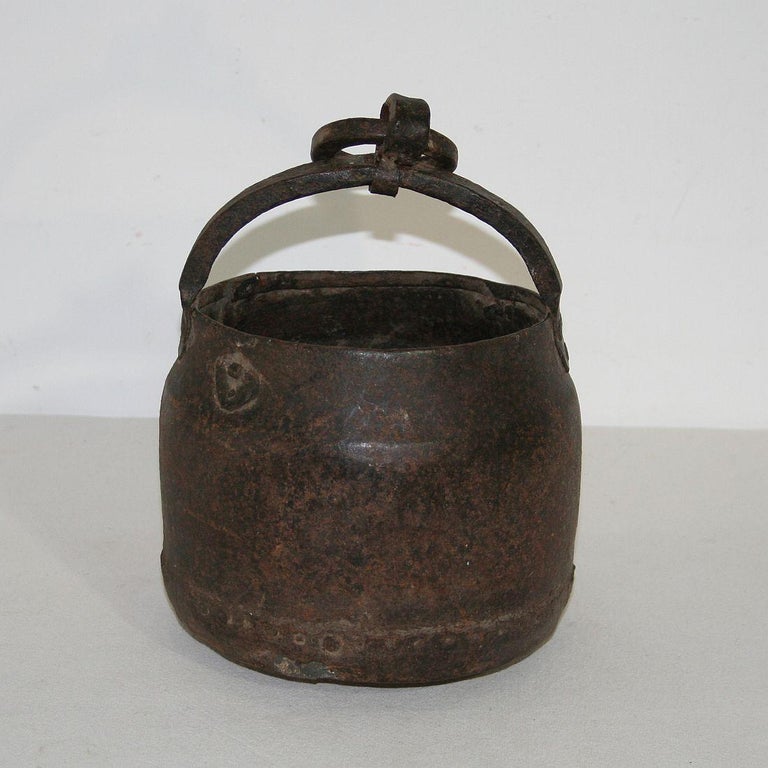 Primitive 18th Century Hand-Forged Iron Cooking Pot at 1stdibs