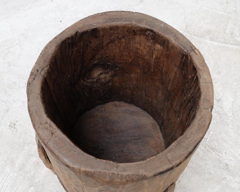 Primitive 19th C. Pine Dug-Out Planter Wabi Sabi For Sale at 1stDibs