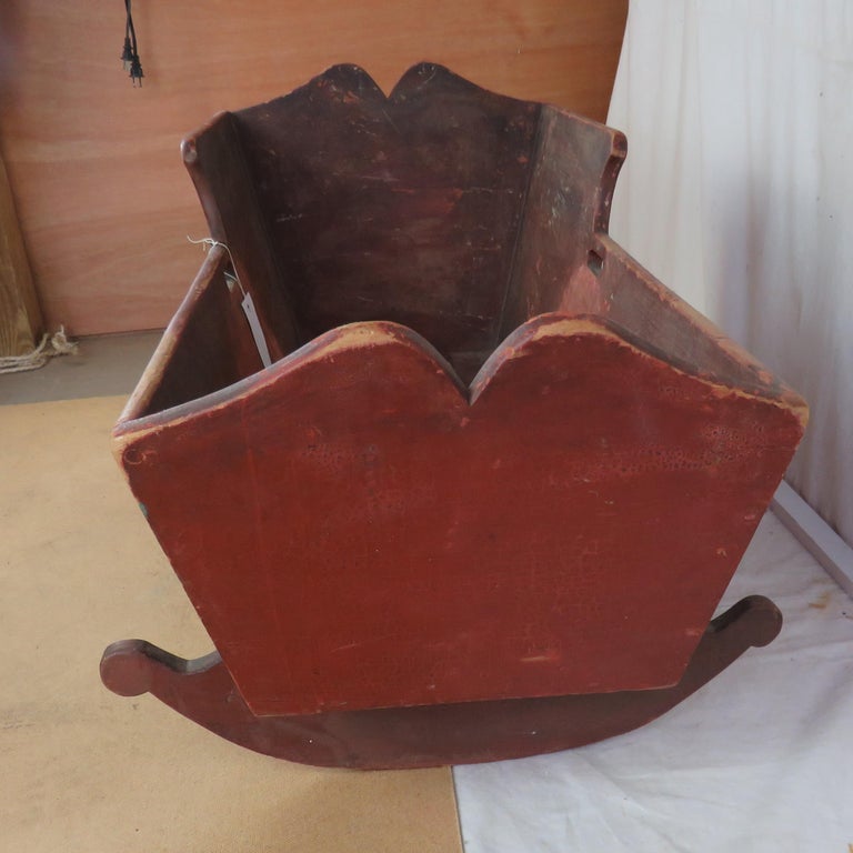 Primitive 19th Century Rocking Cradle For Sale at 1stDibs