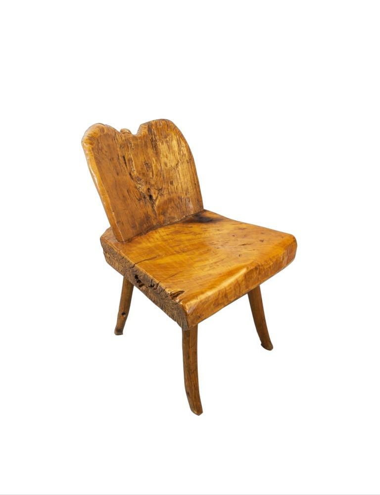 Primitive 19th Century Solid Live Edge Maples Chair For Sale at 1stDibs